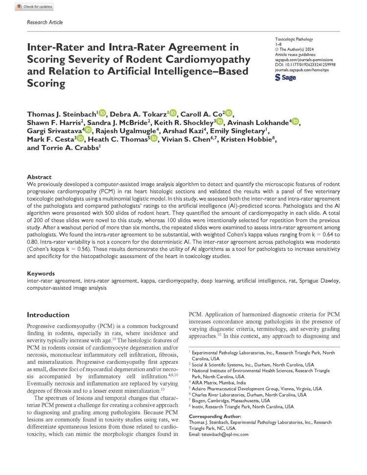 Inter-Rater and Intra-Rater Agreement in Scoring Severity of Rodent Cardiomyopathy and Relation ...