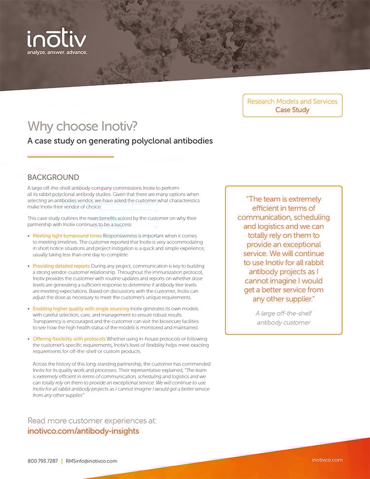 Why choose Inotiv? A case study on generating polyclonal antibodies
